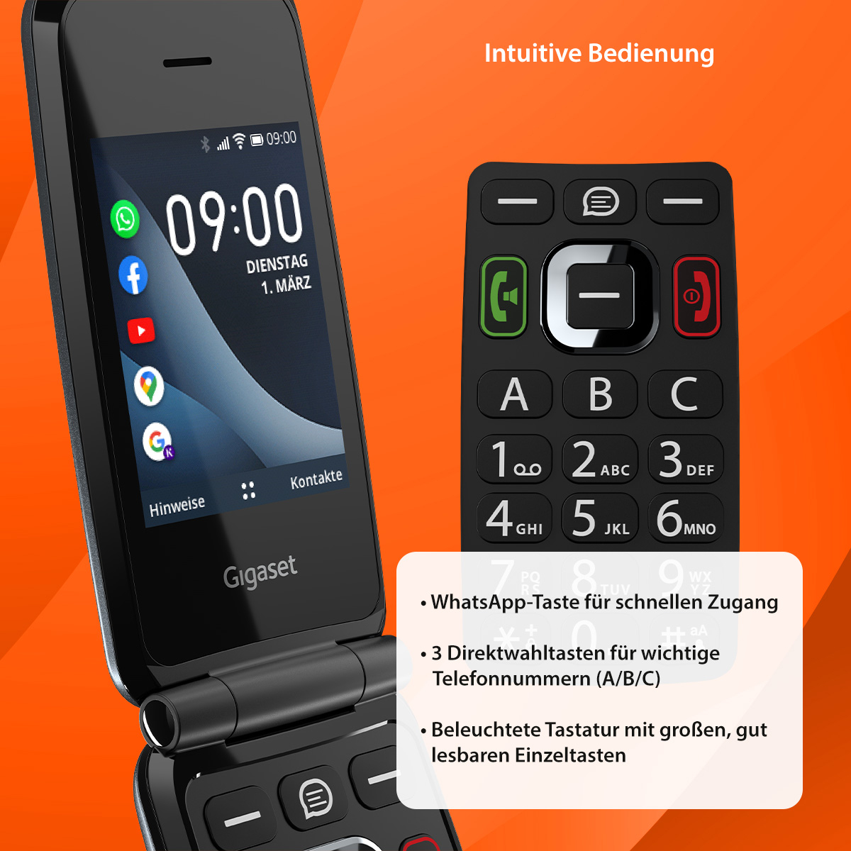 Gigaset GL7 – das Klapphandy mit WhatsApp und Facebook kaufen